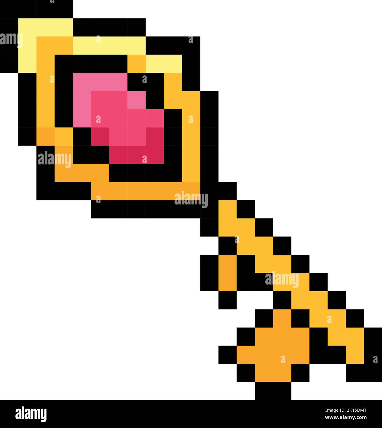 Isolated golden key videogame icon Pixelated style Vector Stock Vector ...