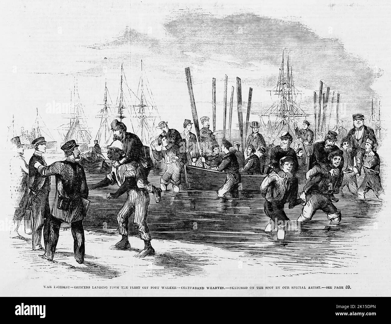 War incident - Officers landing from the fleet off Fort Walker, South ...