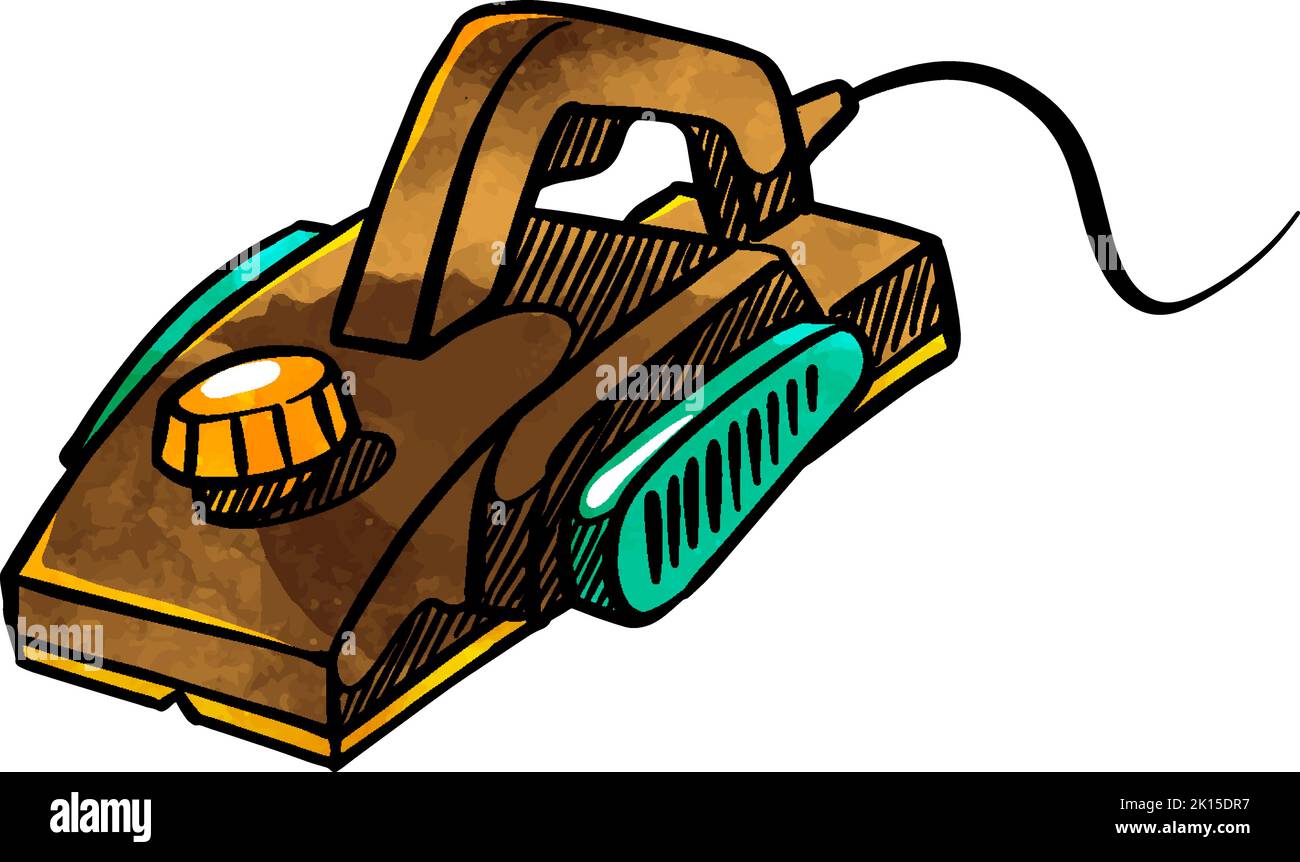 Watercolor style electric hand planer icon Stock Vector Image & Art - Alamy