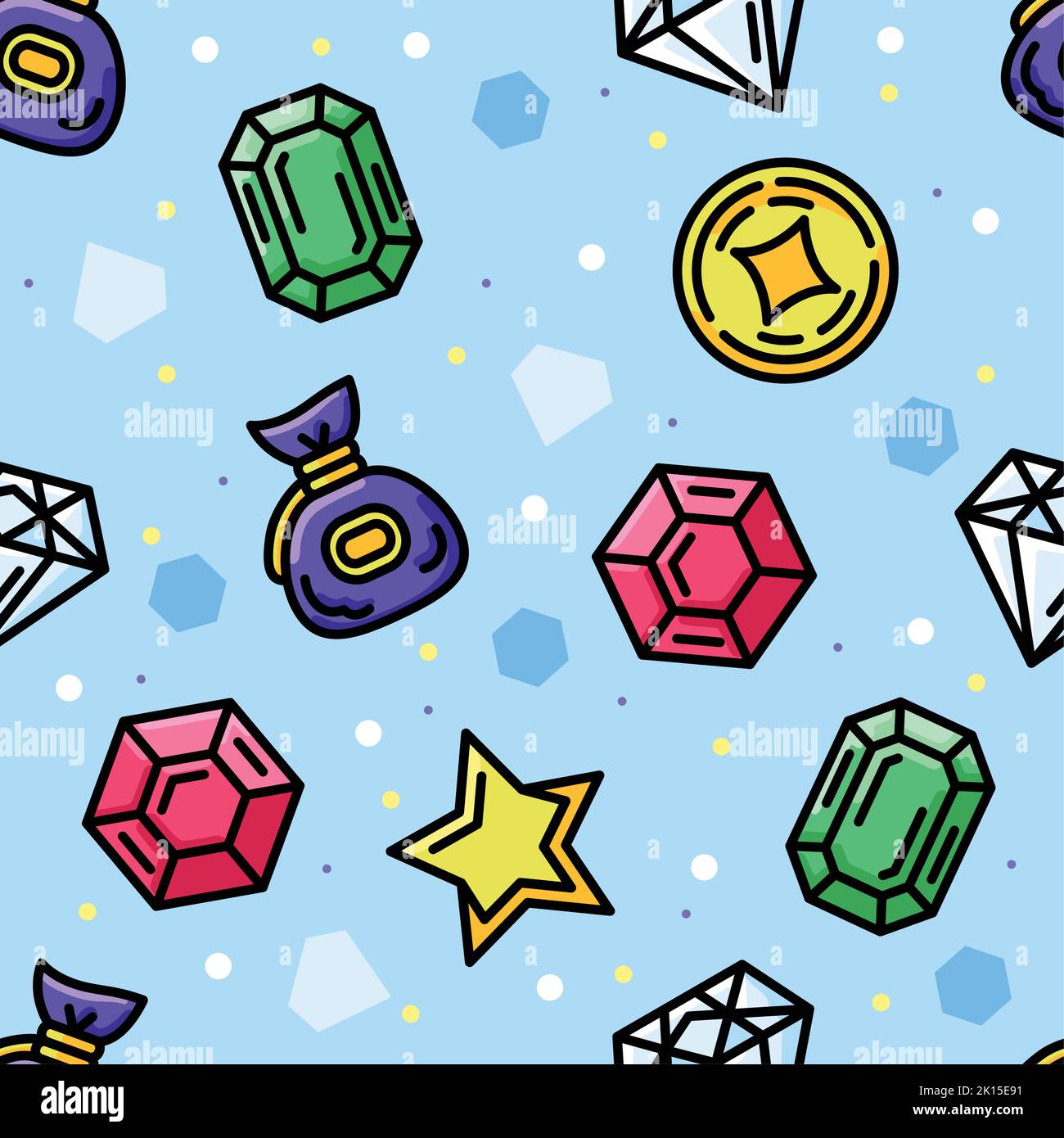 Colored seamless pattern background with videogame jewels and coins ...