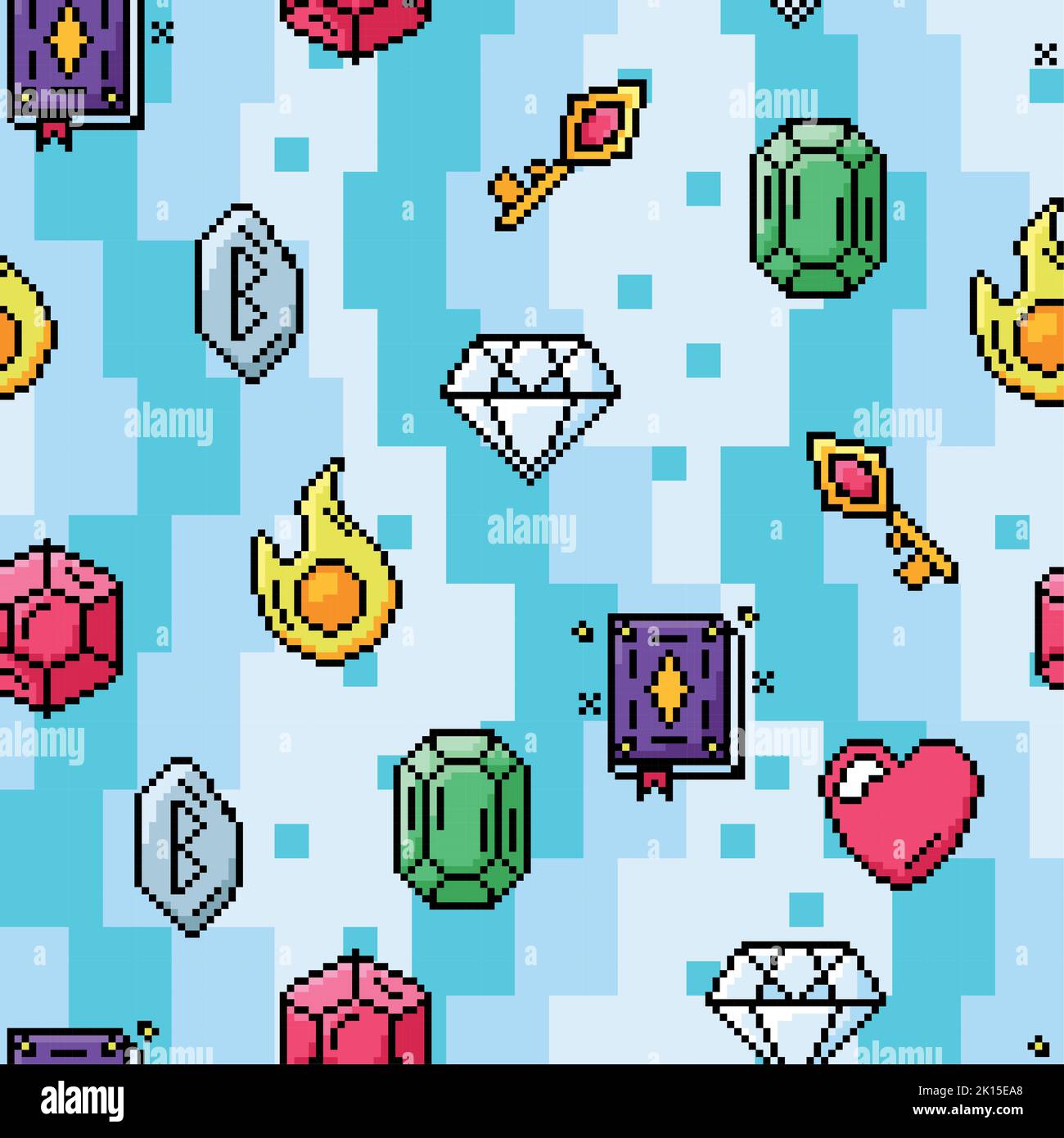 Videogame seamless pattern background with jewels icons Vector Stock ...