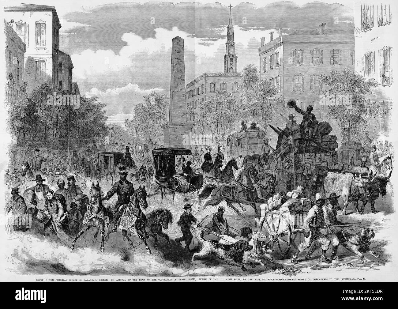 Scene in the principal square of Savannah, Georgia, on arrival of the ...