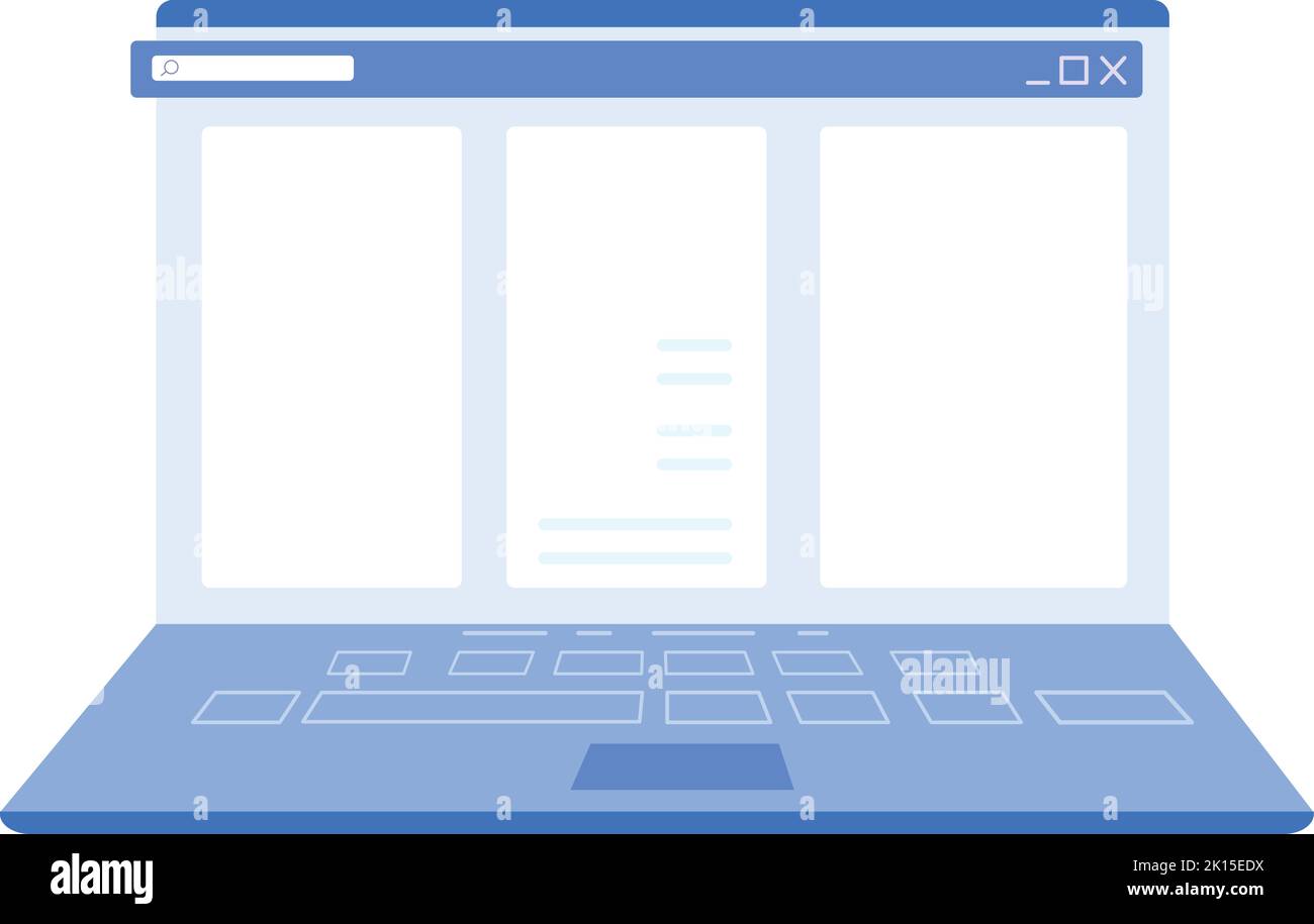 Laptop screen with blank window frame. Computer app template isolated ...
