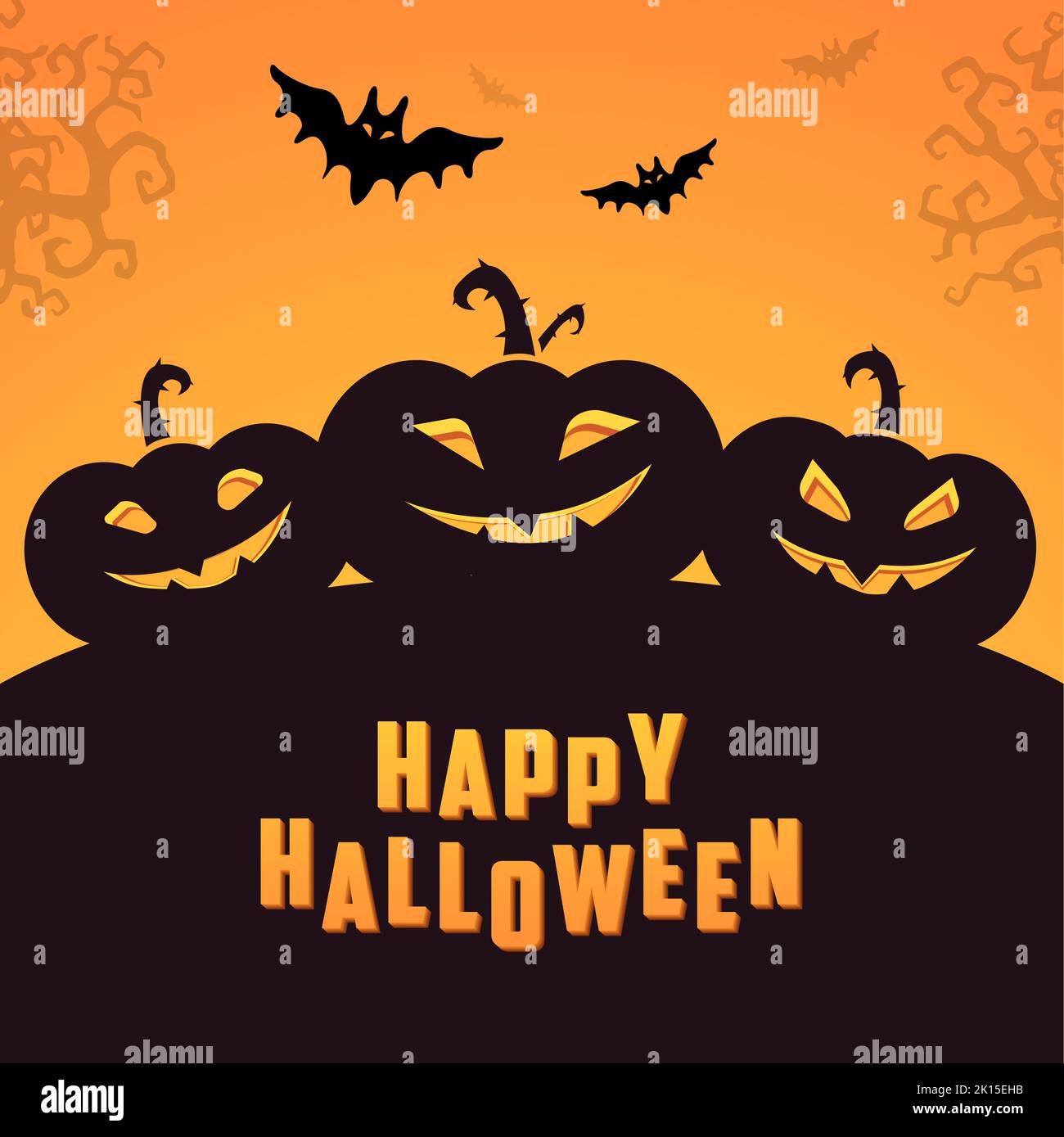 Scary Pumpkin Bats Happy Halloween Social Media Banner Poster ...