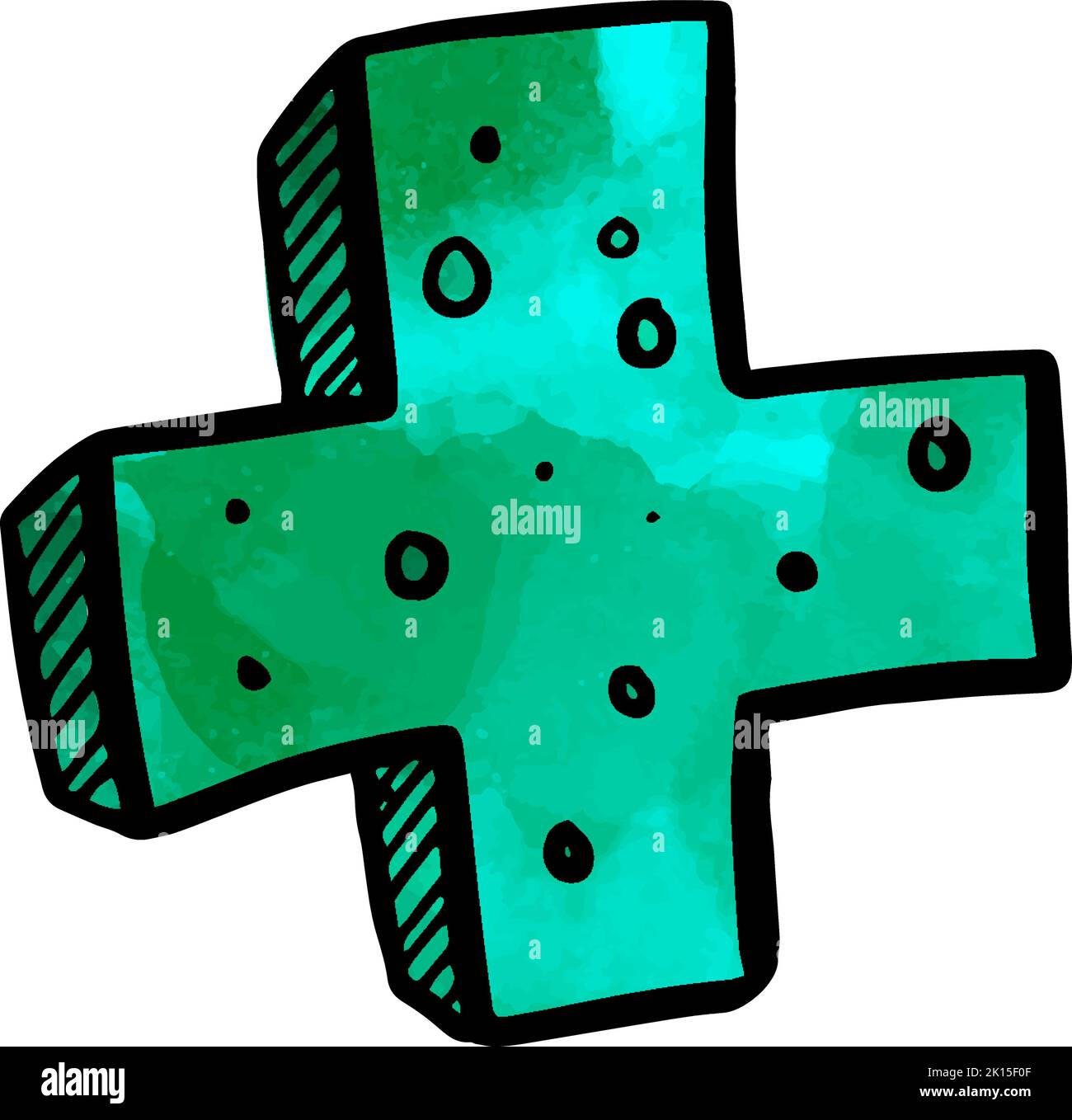 Watercolor style hand drawn mathematics symbol plus sign Stock Vector ...