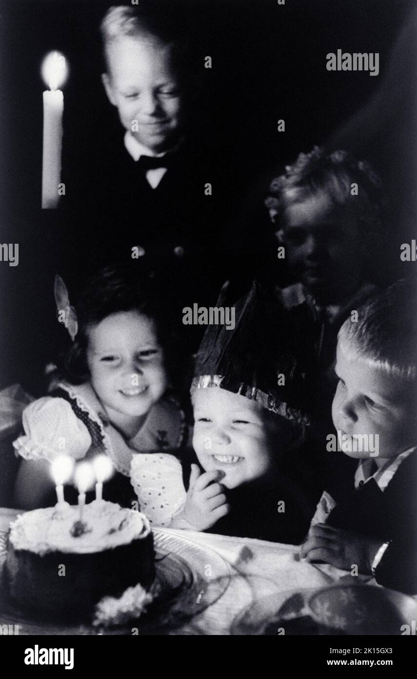 Children at a birthday party. 1955 Stock Photo - Alamy