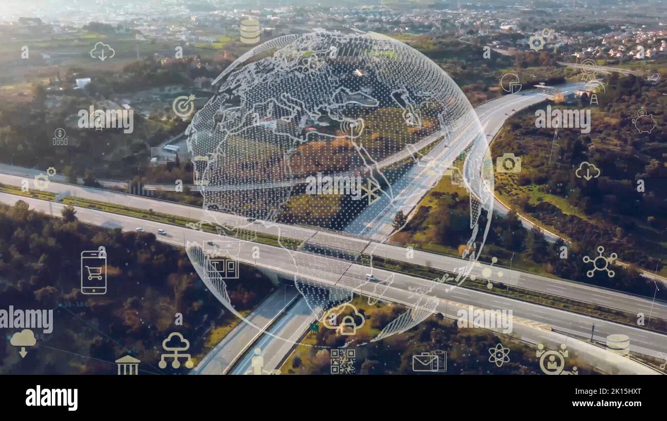 Modern highway and Data technology concept. Smart transportation. ITS ...