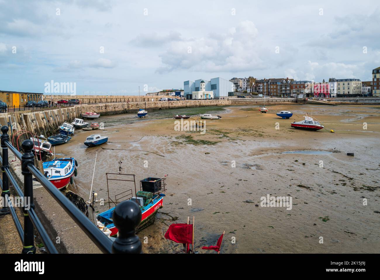 Margate, UK - Sep 7 2022 The harbour wall leading to the tourist ...