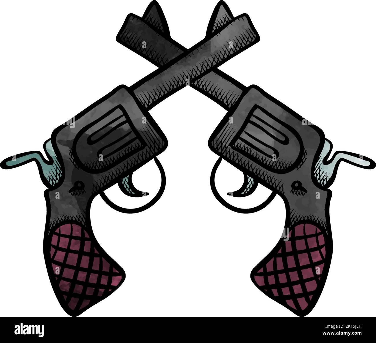 Watercolor style hand drawn arm gun in vintage Stock Vector Image & Art ...
