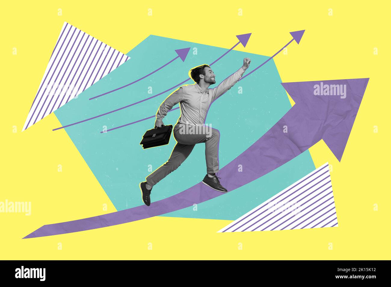 3d retro abstract creative artwork template collage of running fast ...