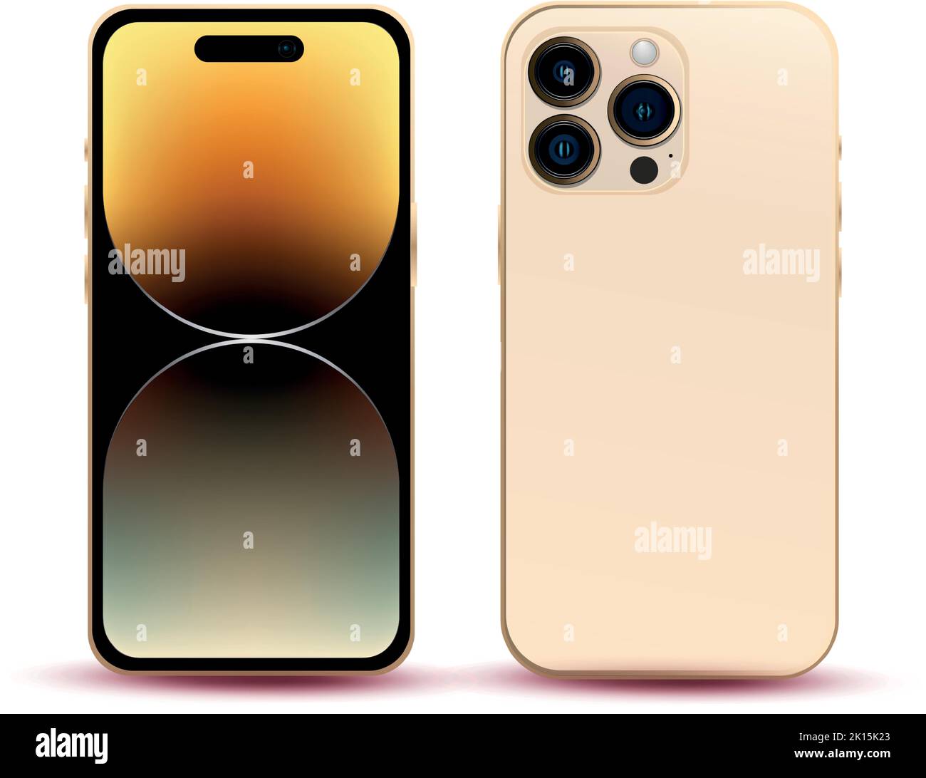 Golden smartphone, model phone 14 PRO, IT industry novelty, original ...