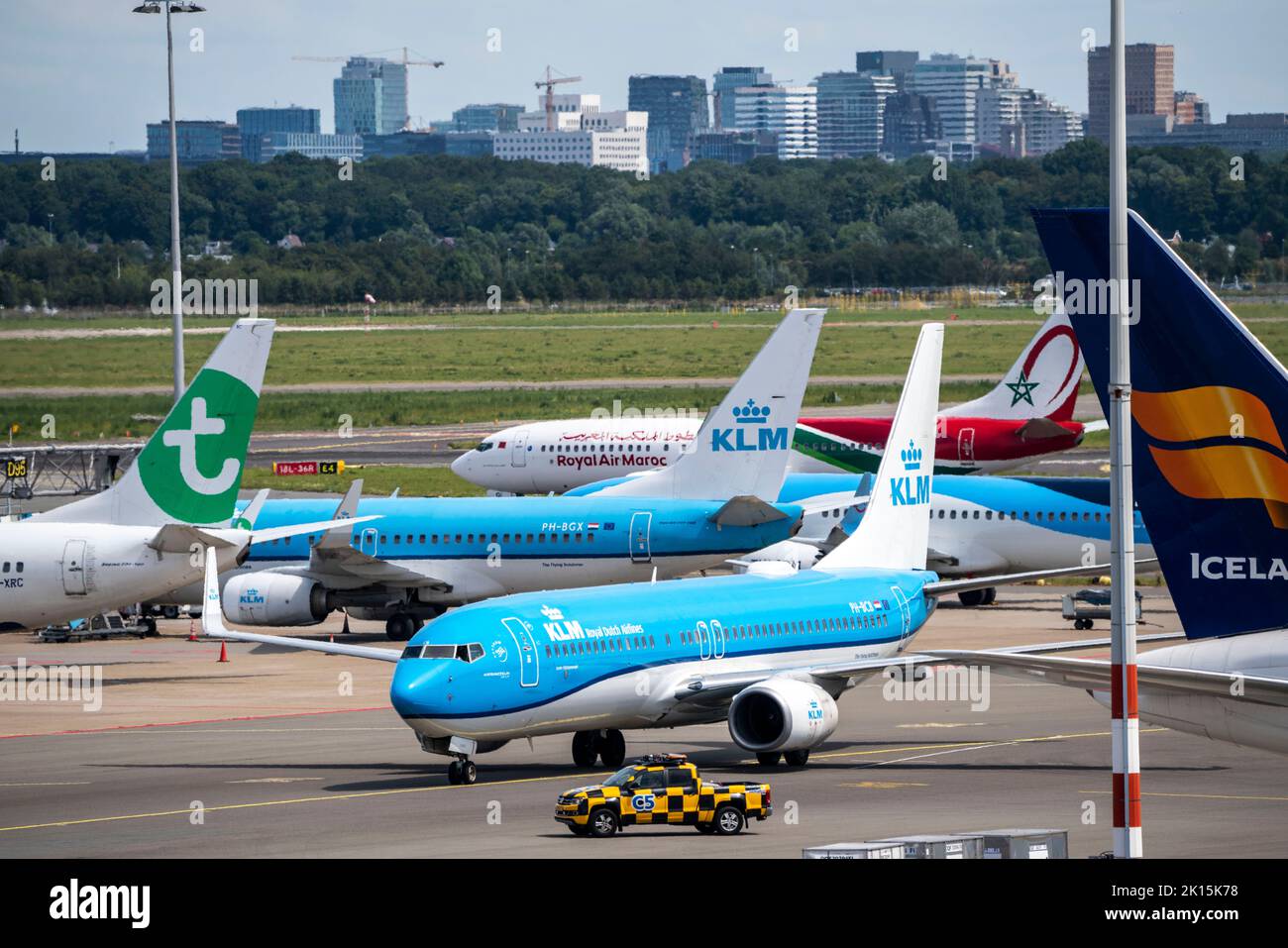 Amsterdam Schiphol Airport, aircraft at terminal, Gates D, check-in ...