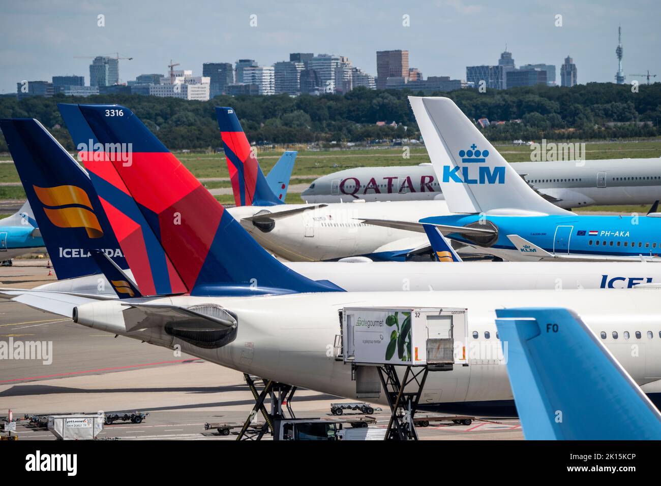 Amsterdam Schiphol Airport, aircraft at terminal, Gates D, check-in ...