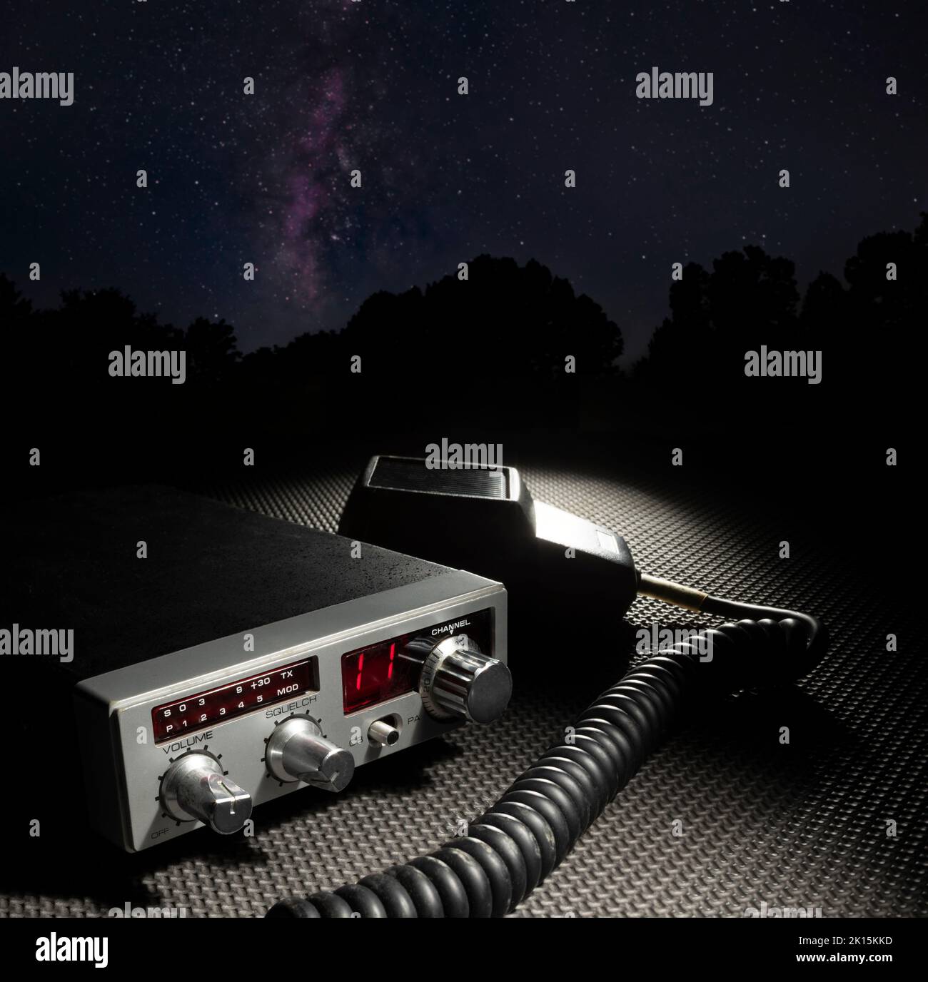 Two way radio and microphone ready to send night signals into space ...