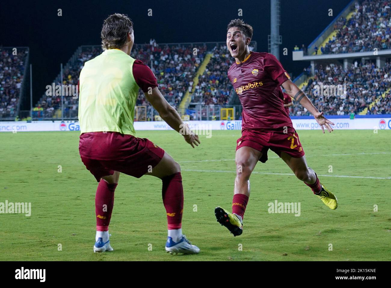 Paulo Dybala of AS Roma celebrates with Edoardo Bove of AS Roma after ...