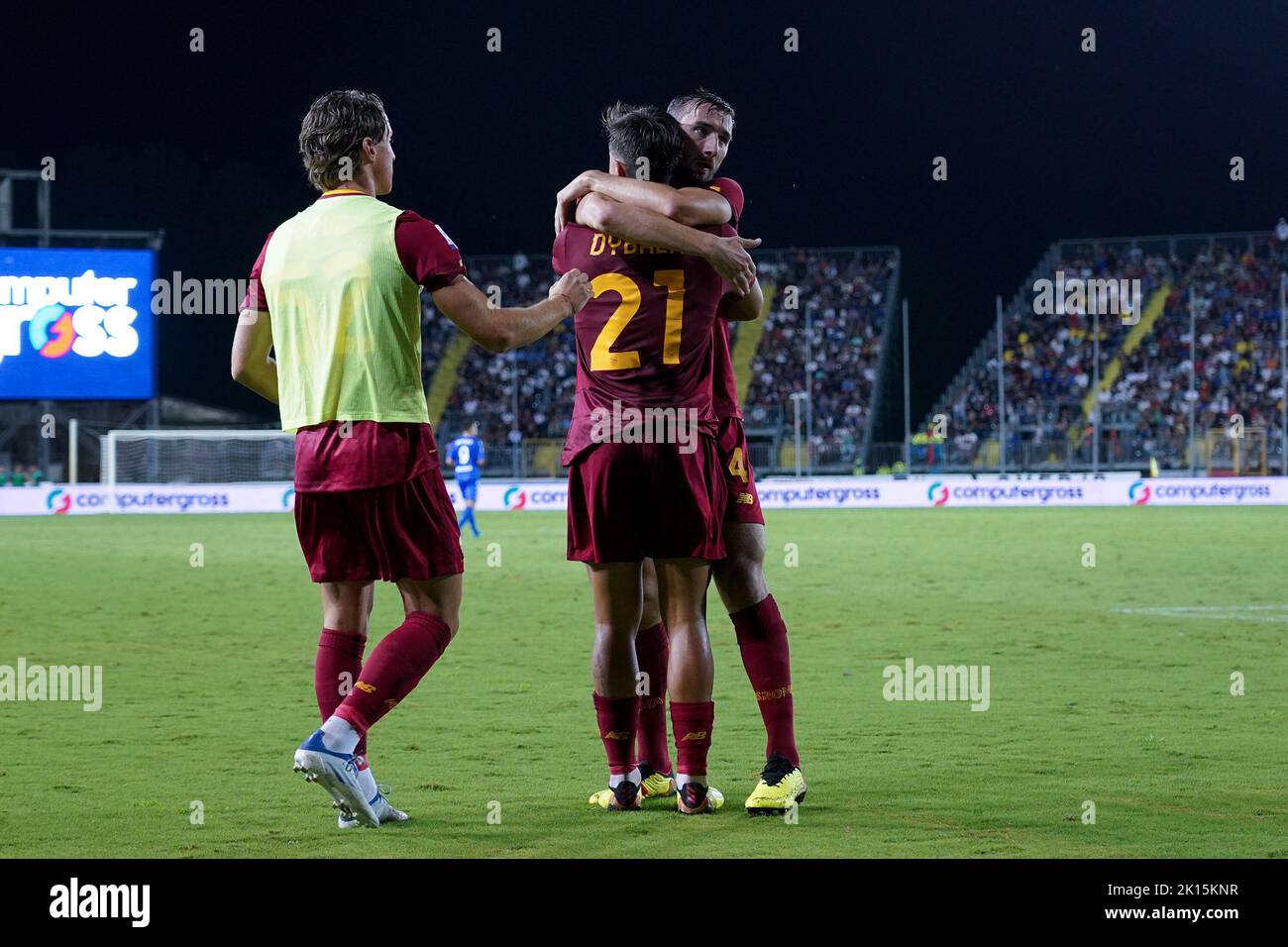 Paulo Dybala of AS Roma celebrates with Edoardo Bove of AS Roma and ...