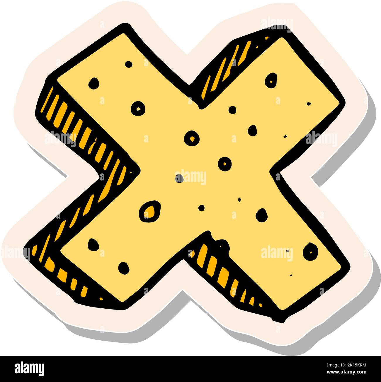 Hand drawn math symbol cross in sticker style vector illustration Stock ...