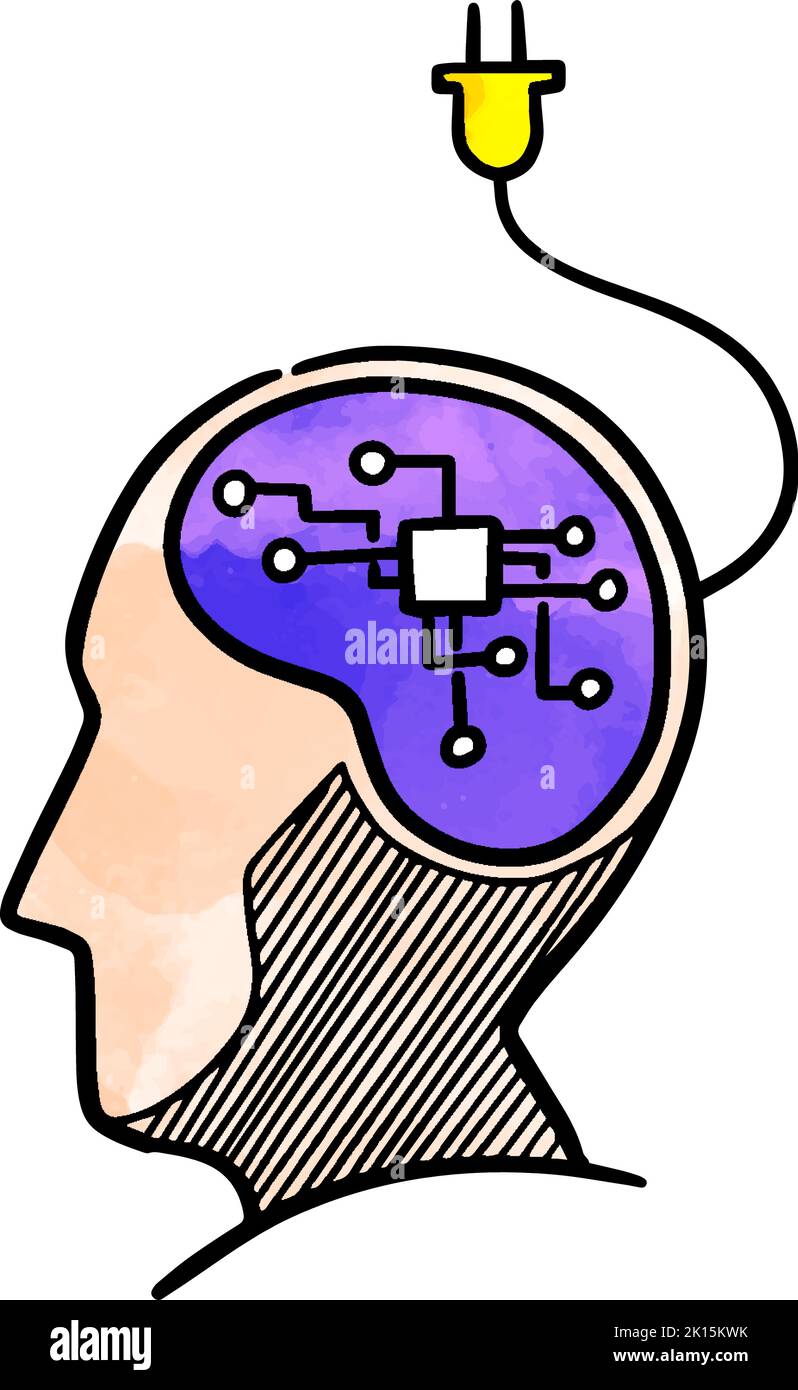 Watercolor style artificial intelligence concept icon drawing Stock ...