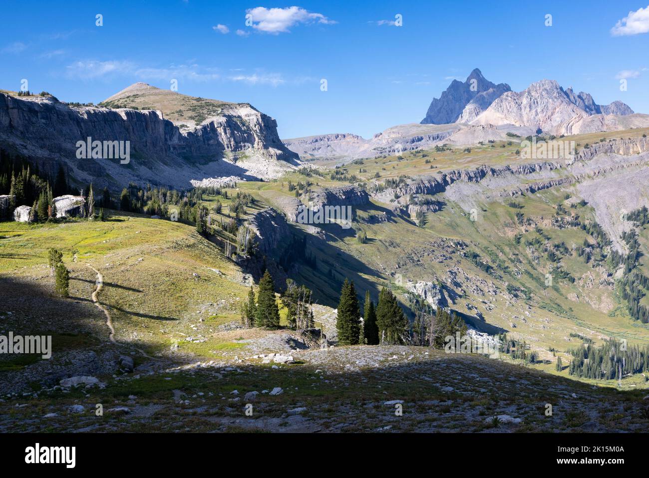 The Teton Crest Trail winding along the Death Canyon Shelf toward the ...