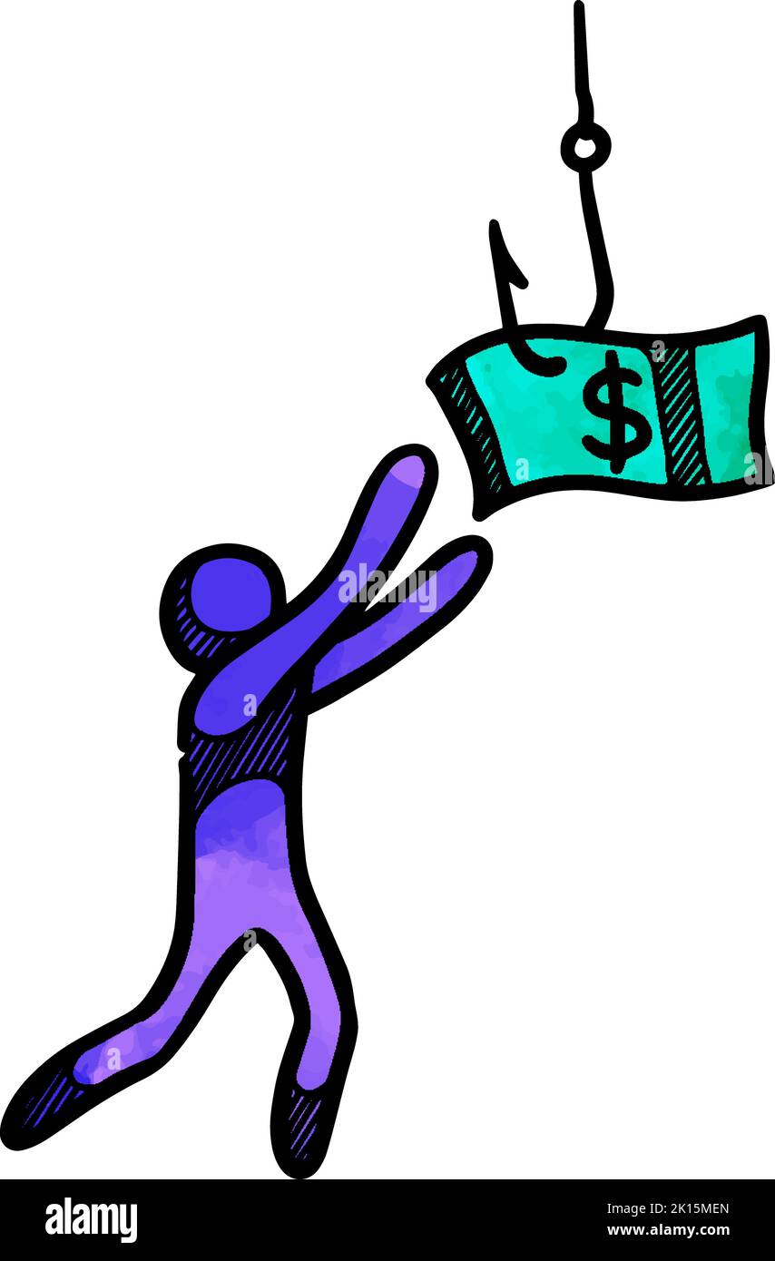 Watercolor style man chasing dollar bait icon Stock Vector Image & Art ...