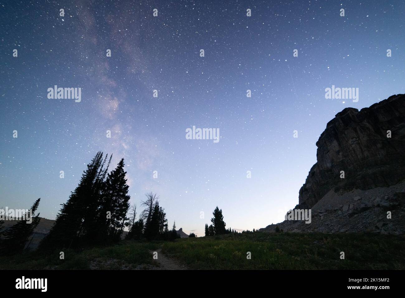 The Milky Way Galaxy rising above the Teton Crest Trail on the Death ...