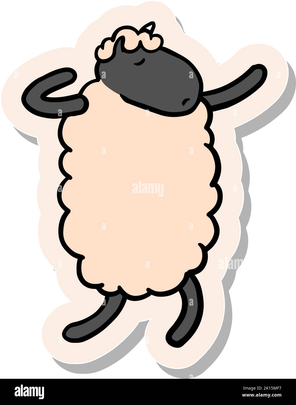 Hand drawn dancing sheep hand in sticker style vector illustration ...