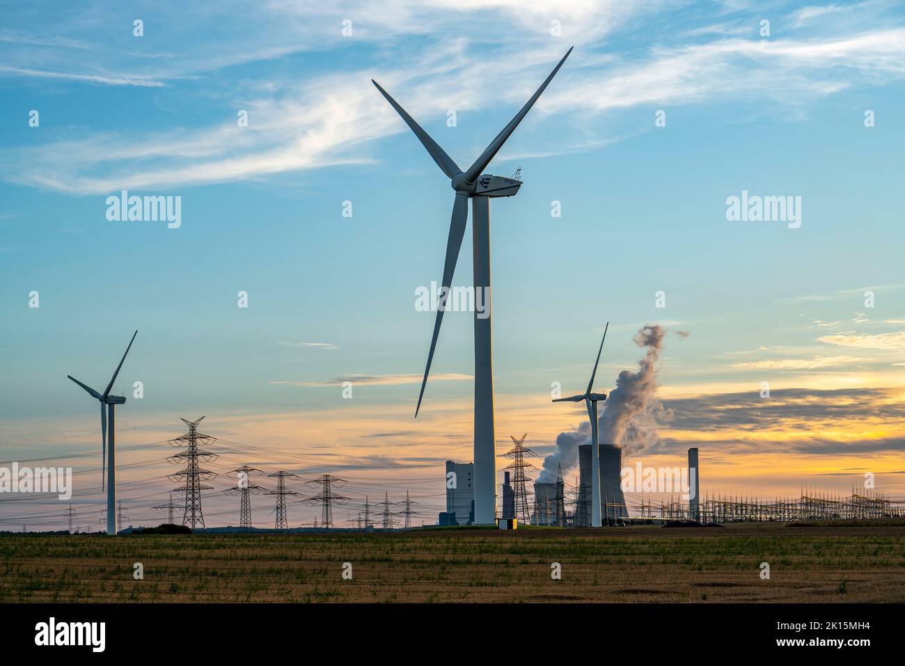 Lignite-fired power plant, RWE Power AG Niederaussem power plant, wind ...
