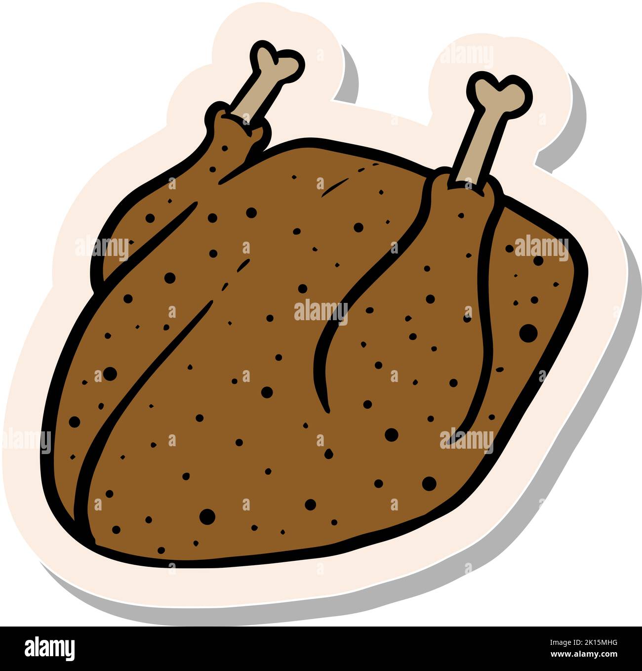 Hand drawn whole chicken in sticker style vector illustration Stock ...