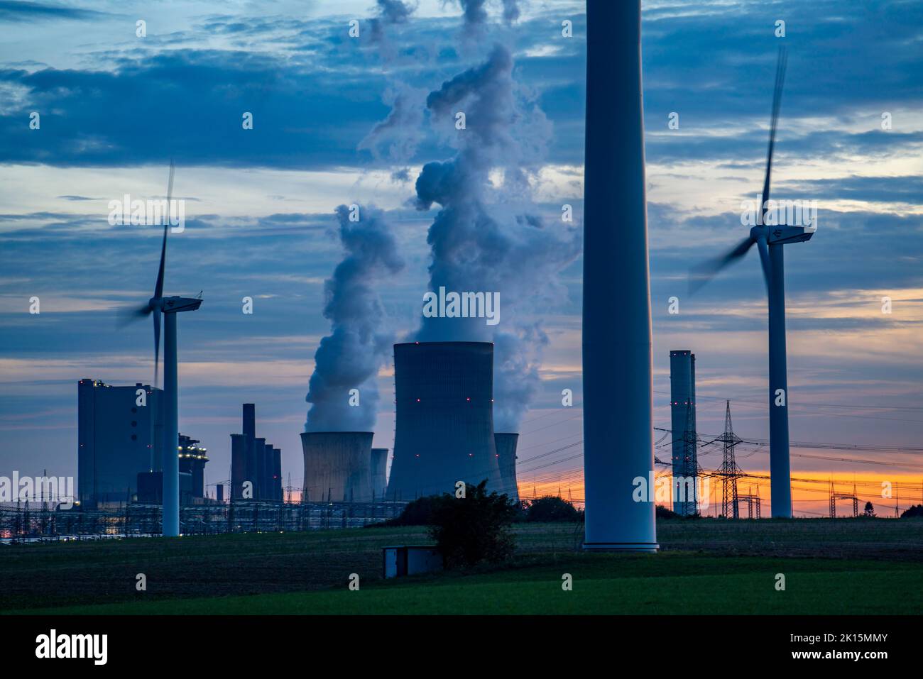 Lignite-fired power plant, RWE Power AG Niederaussem power plant, wind ...