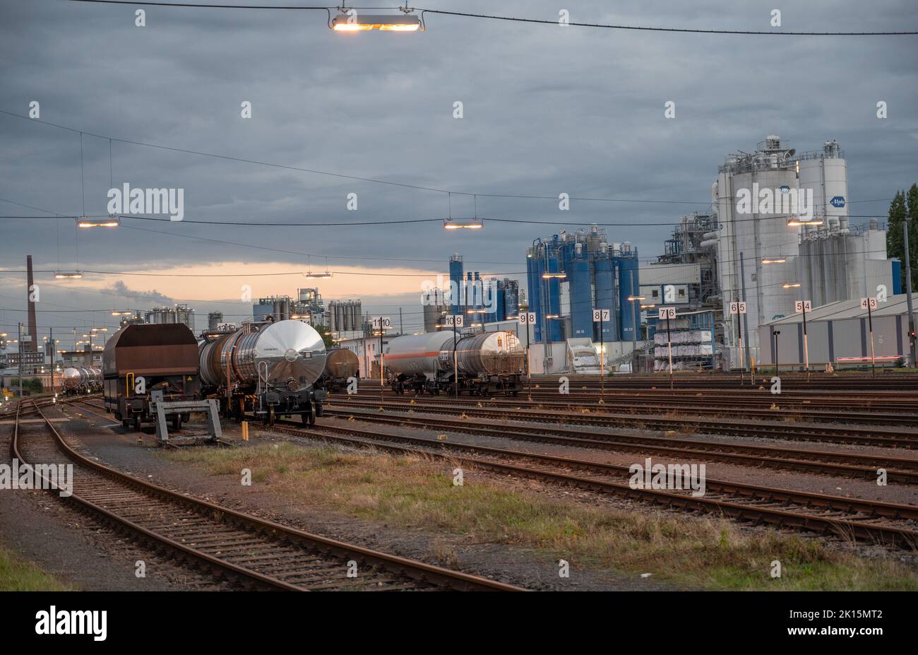 Cologne September 2022: Godorfer Hafen is the port of Cologne with the ...
