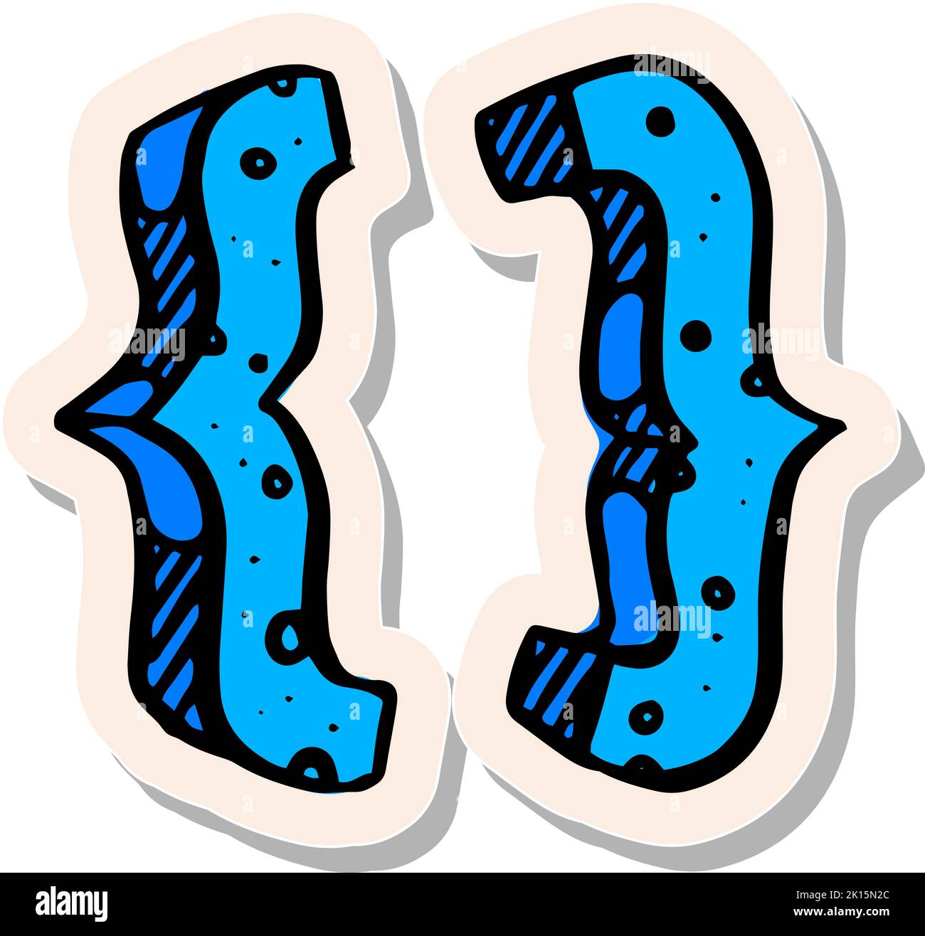 Hand drawn math symbol braces in sticker style vector illustration ...