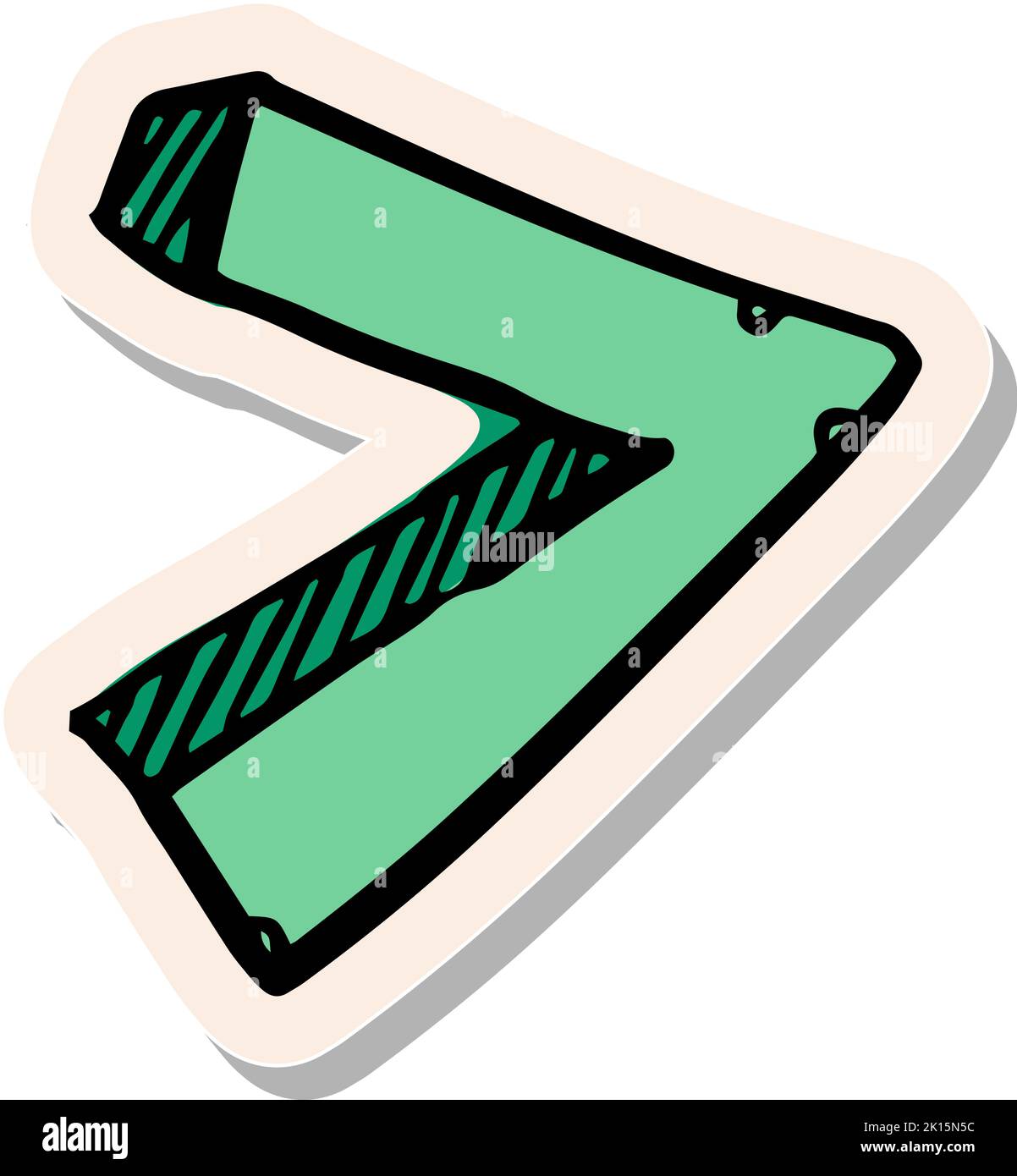 Hand drawn math symbol greater than in sticker style vector ...