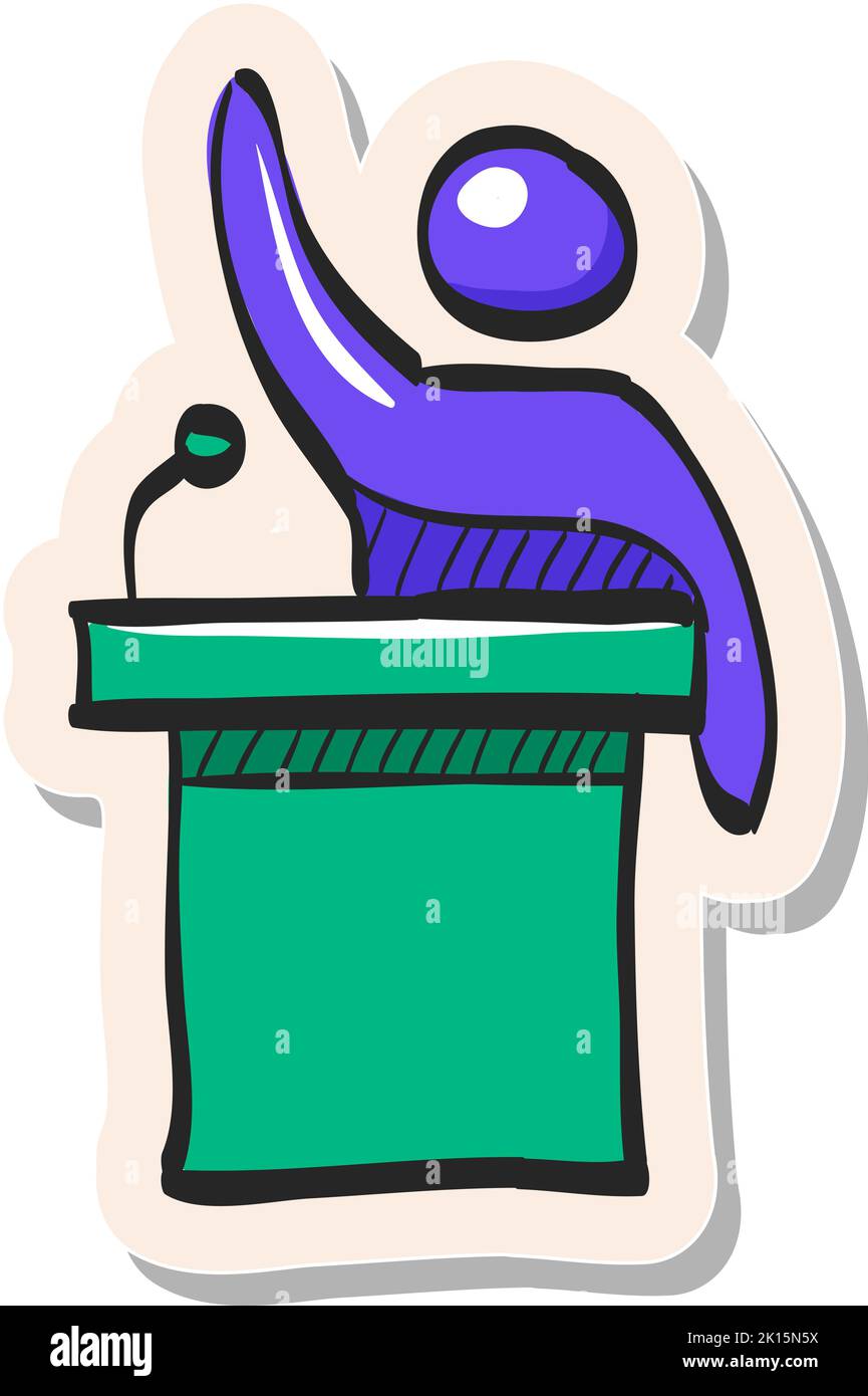 Hand drawn Auctioneer icon in sticker style vector illustration Stock ...