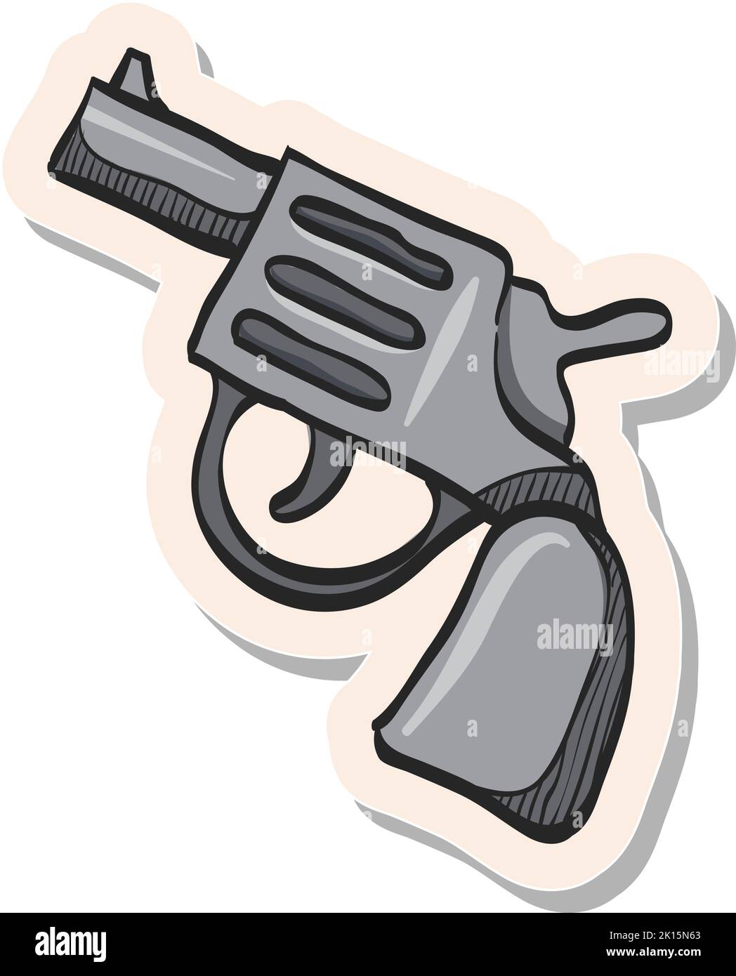 Hand drawn Revolver gun icon in sticker style vector illustration Stock ...