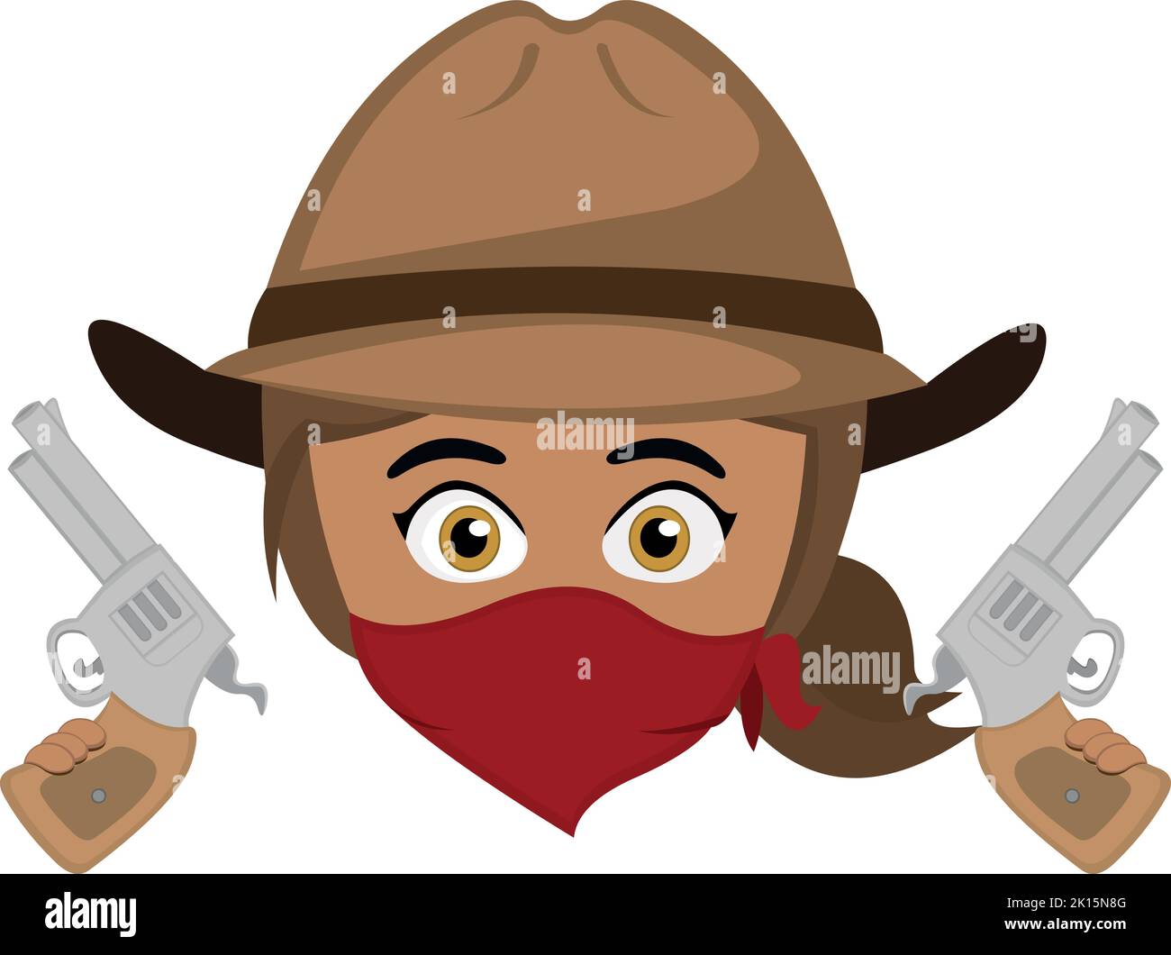 Vector illustration of the emoticon of a woman cowboy bandit from the ...