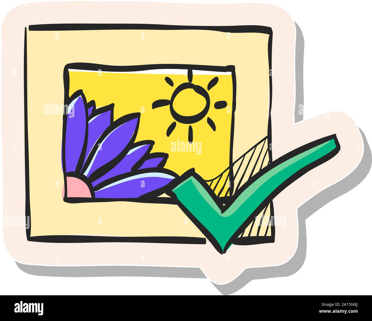 Hand drawn Printing approval icon in sticker style vector illustration ...
