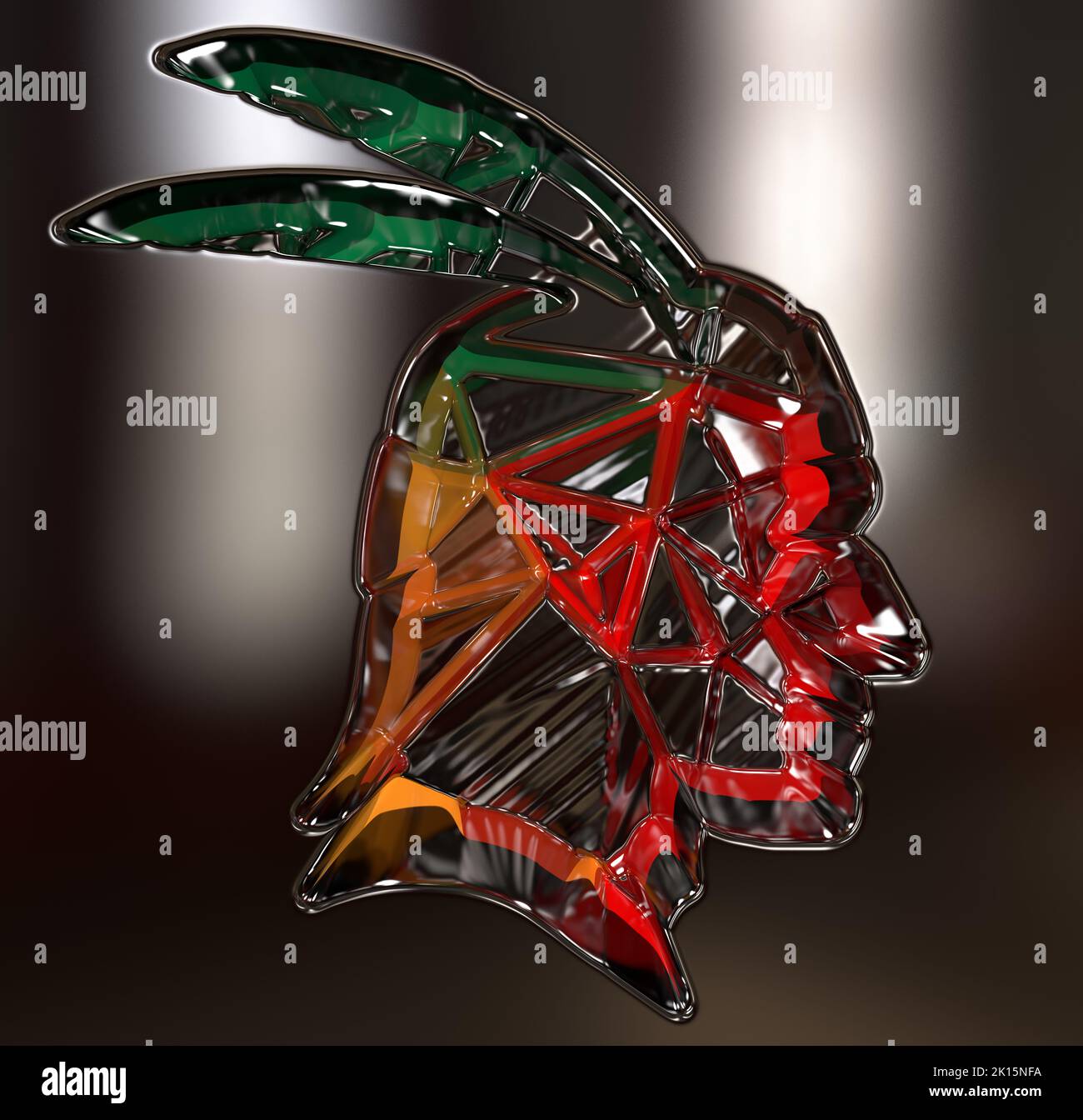 3D Illustration of a sculpted native American Indian Chief. The entire ...