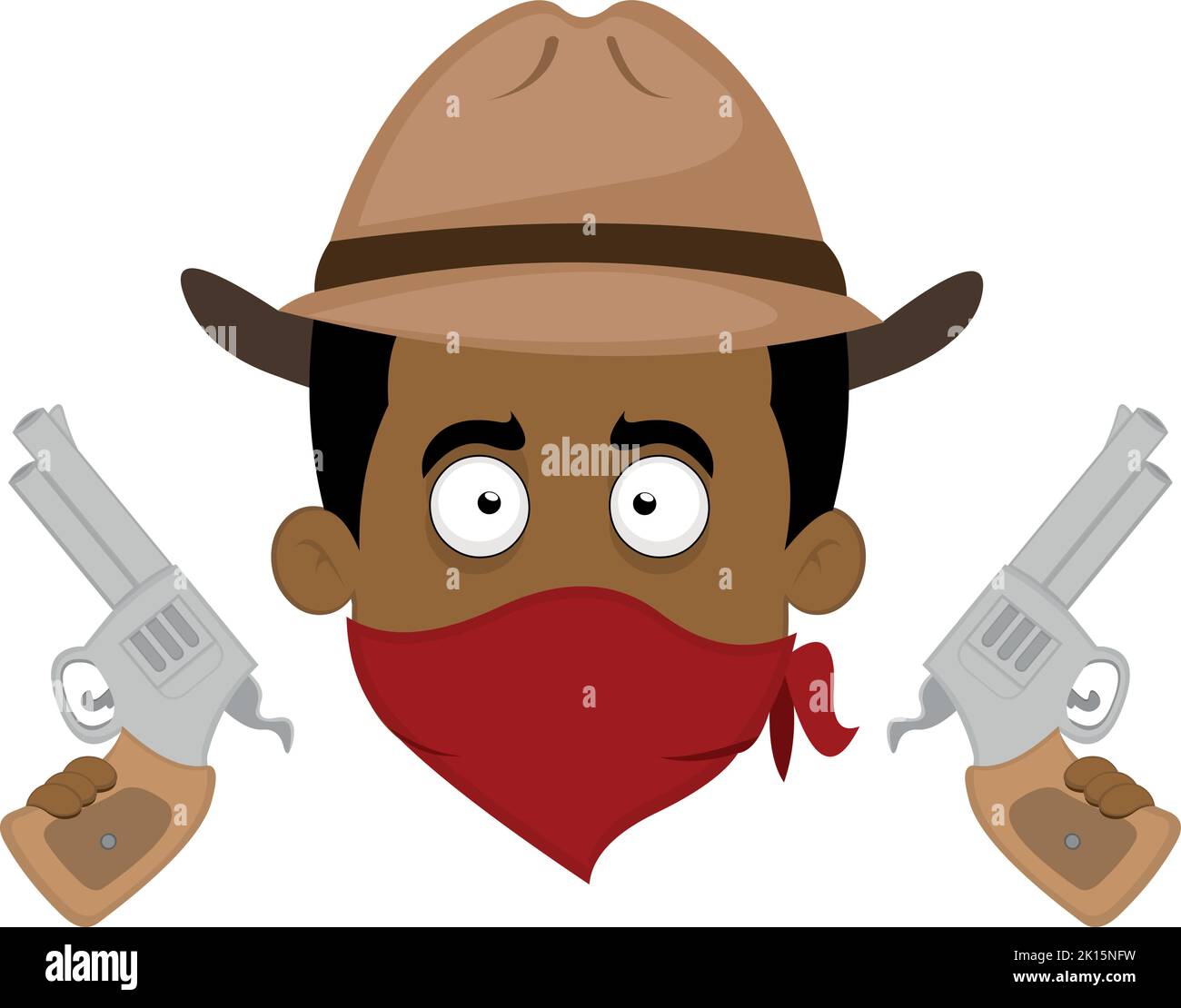 Vector illustration of the emoticon of a cowboy bandit from the far ...