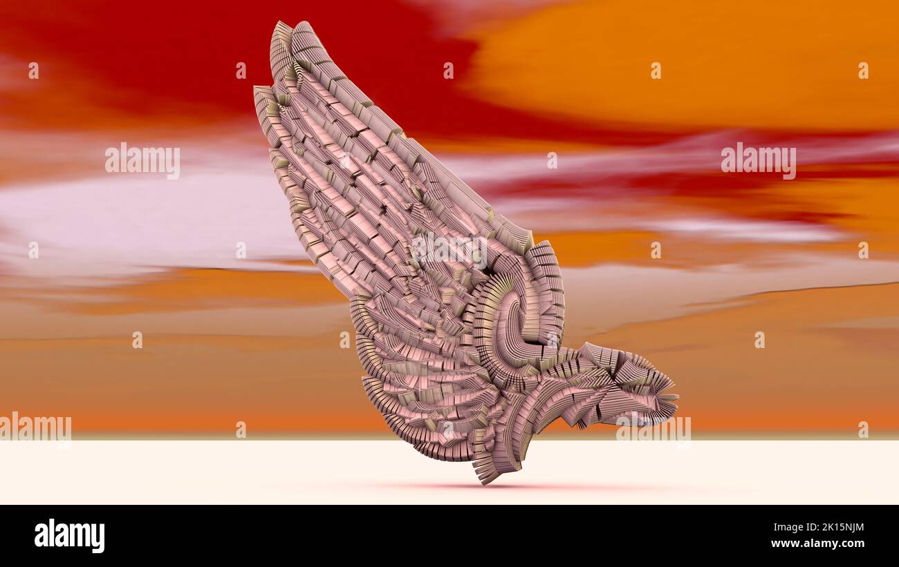 A 3D architectural structure illustration of a bald eagle. To observe ...