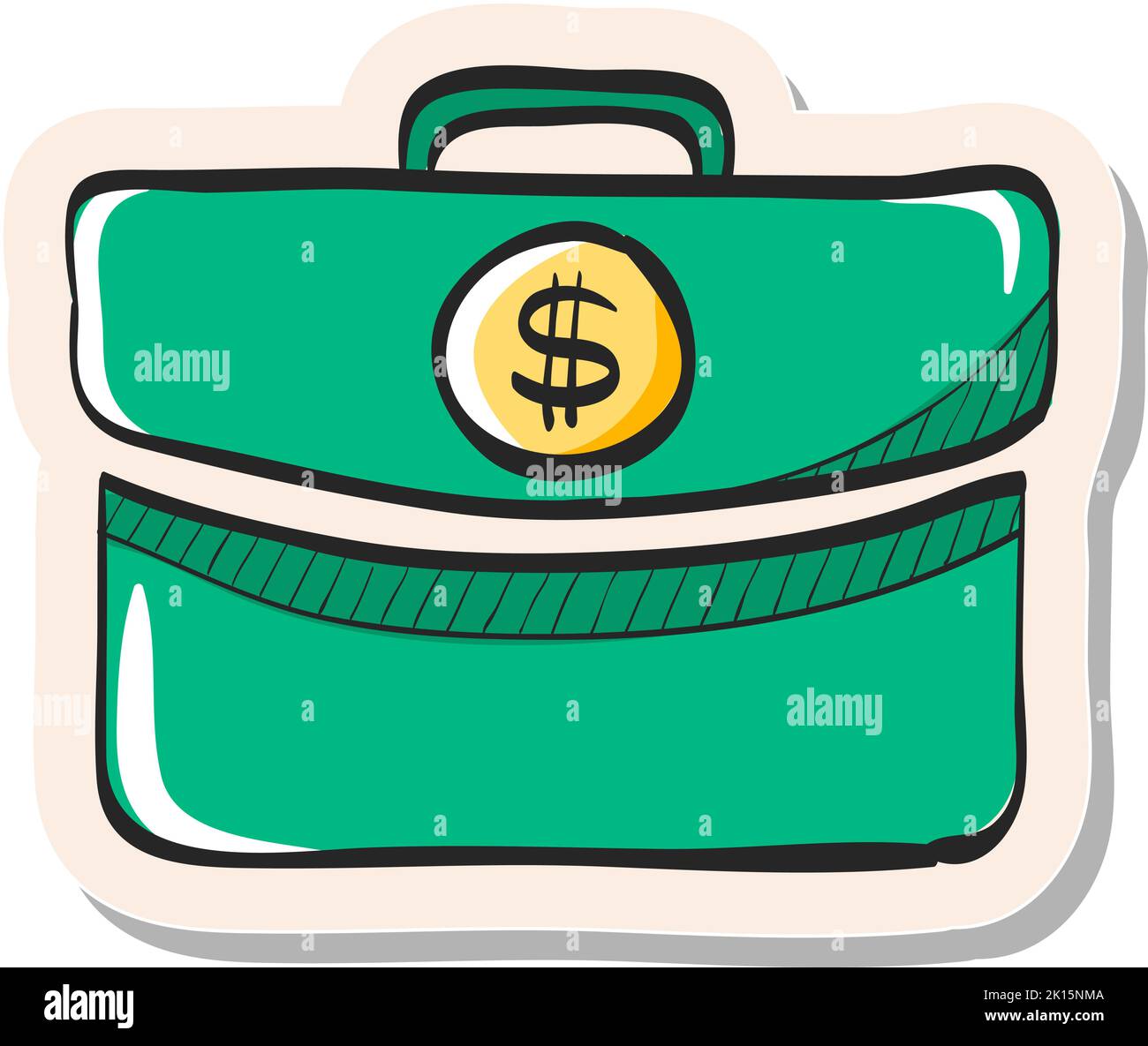 Hand drawn Briefcase icon in sticker style vector illustration Stock ...