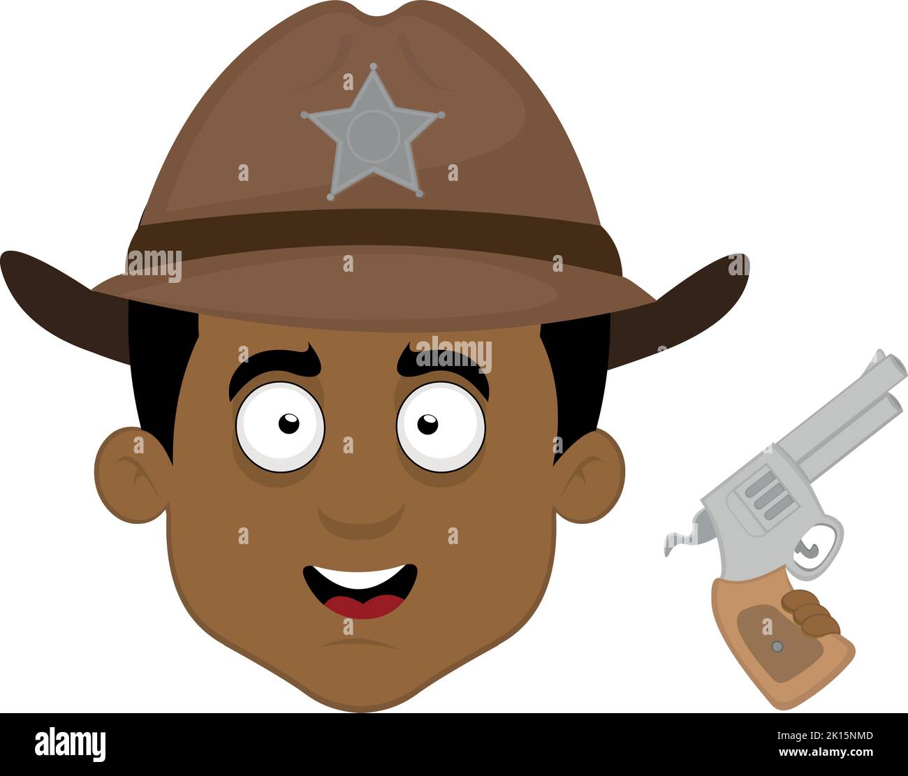 Vector emoticon illustration of the face of a cartoon sheriff with a ...
