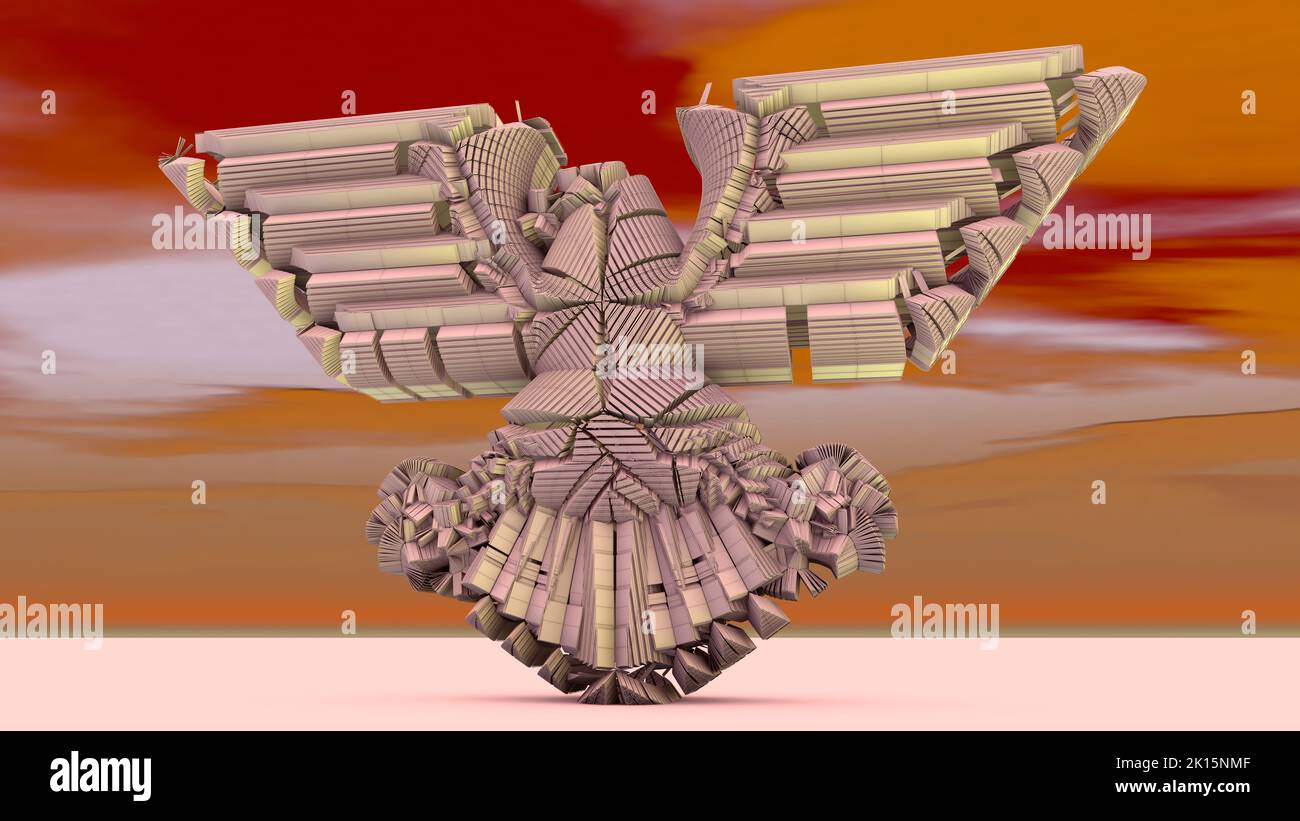 A 3D architectural structure illustration of a bald eagle. To observe ...