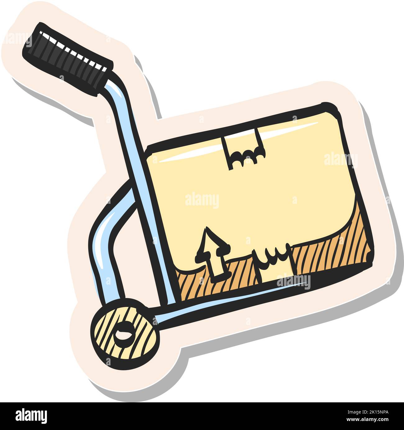 Hand drawn Logistic trolley icon in sticker style vector illustration ...