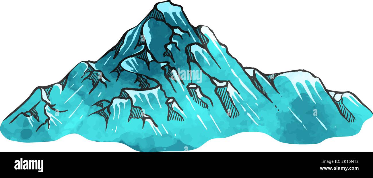Watercolor style hand drawn mountains Stock Vector Image & Art - Alamy