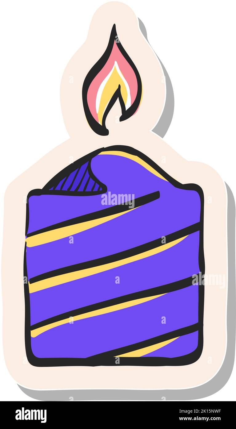 Hand drawn Candles icon in sticker style vector illustration Stock ...