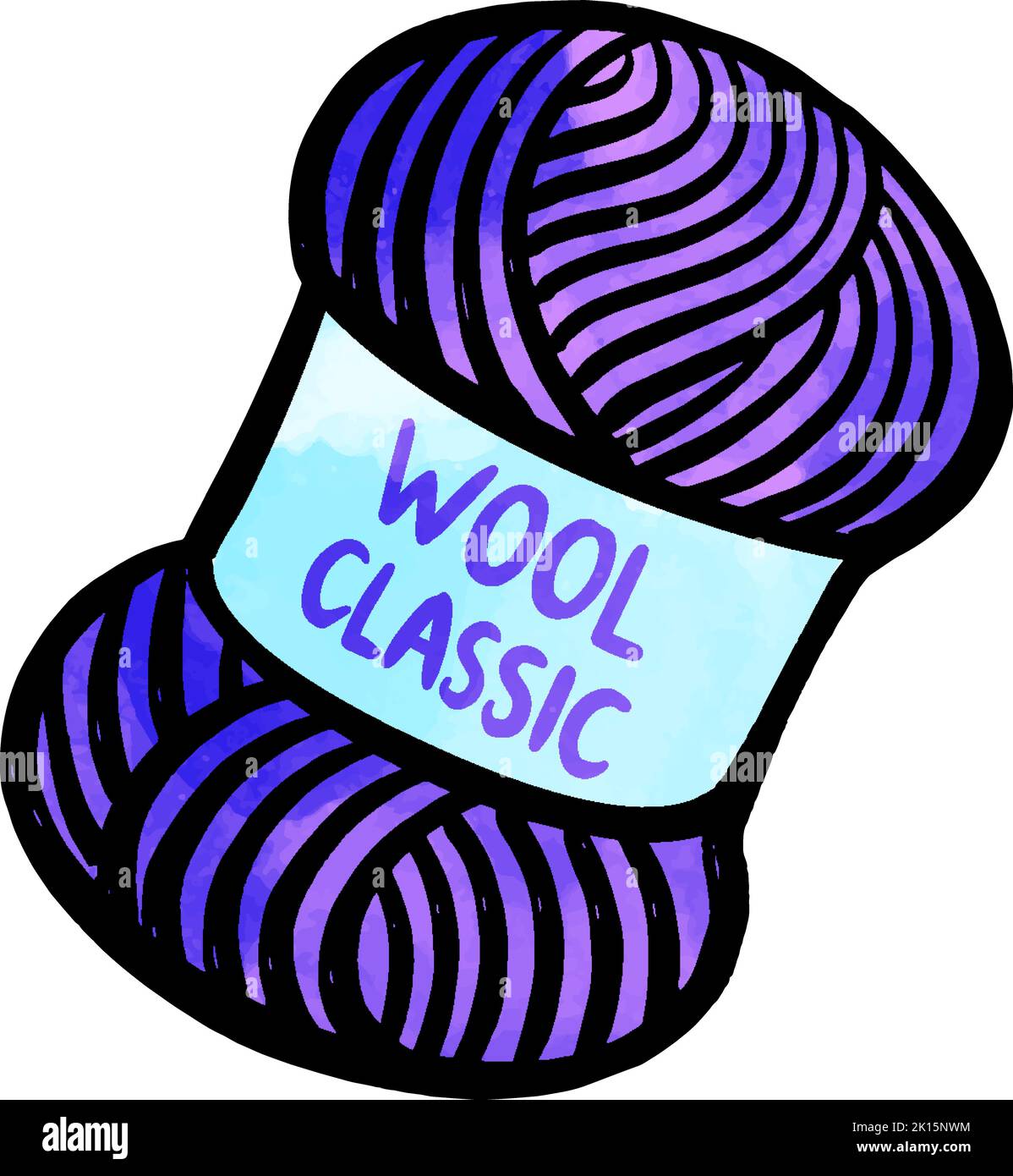 Watercolor style wool yarn hand drawn illustration Stock Vector Image ...