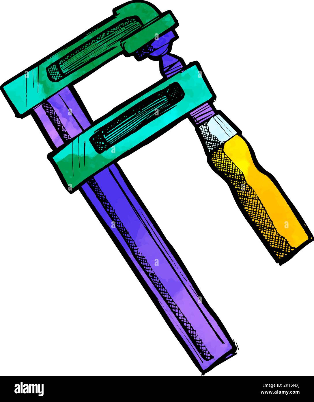Watercolor style woodworking clamp hand drawn illustration Stock Vector ...