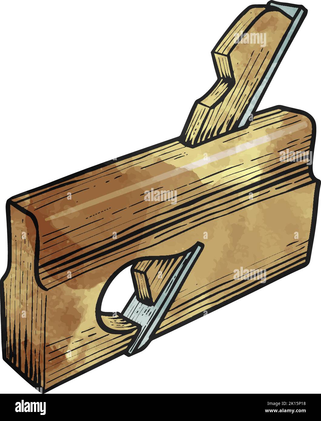 Watercolor style rabbet plane icon woodworking tool Stock Vector Image ...