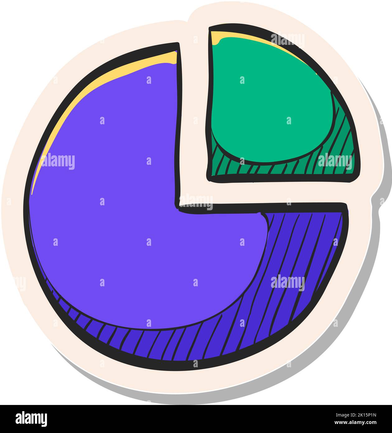 Hand drawn Pie chart icon in sticker style vector illustration Stock ...