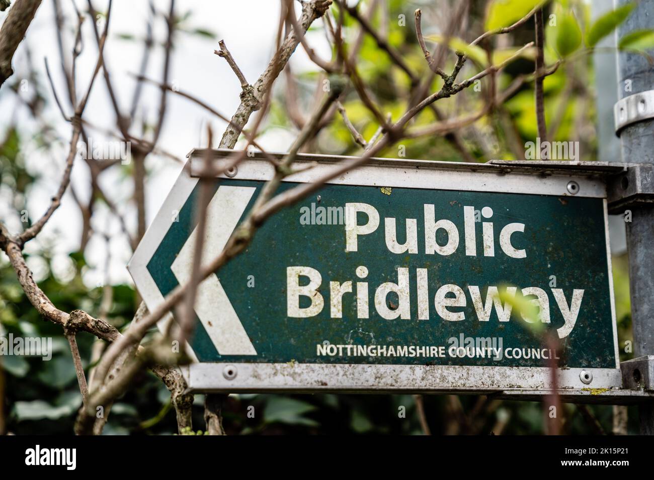 Bridleway Sign post - in a hedge Stock Photo - Alamy